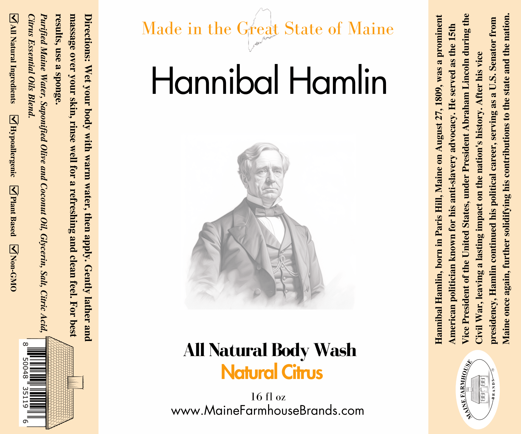 Hannibal Hamlin Body Wash | Citrus – Maine Farmhouse Brands